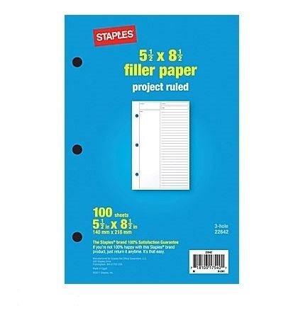 6 Pack: Project Ruled Filler Paper, 5-1/2" X 8-1/2", 100 Sheets/pack ...